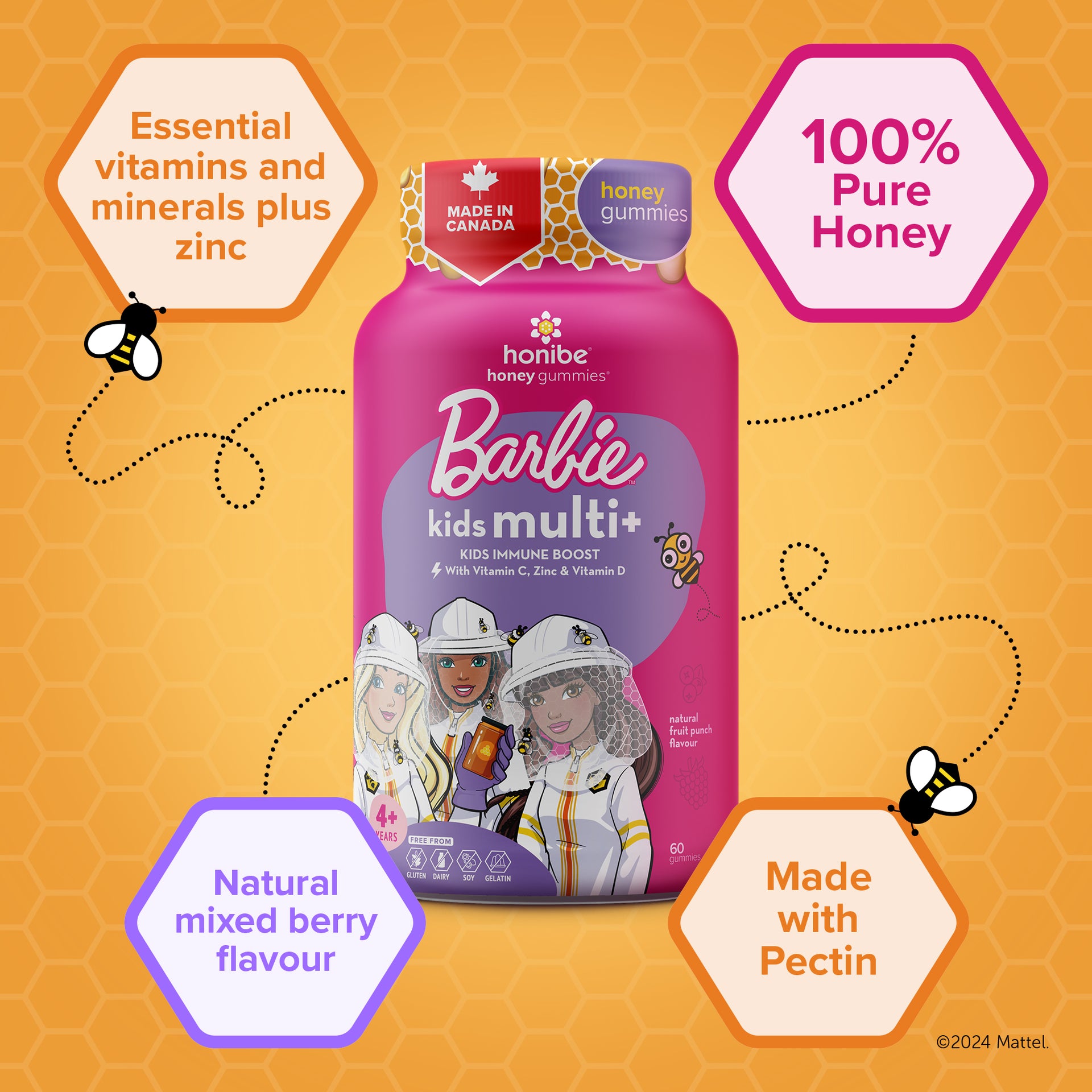 Barbie™ Kids Multivitamin + Immune Honey Gummies | Honibe